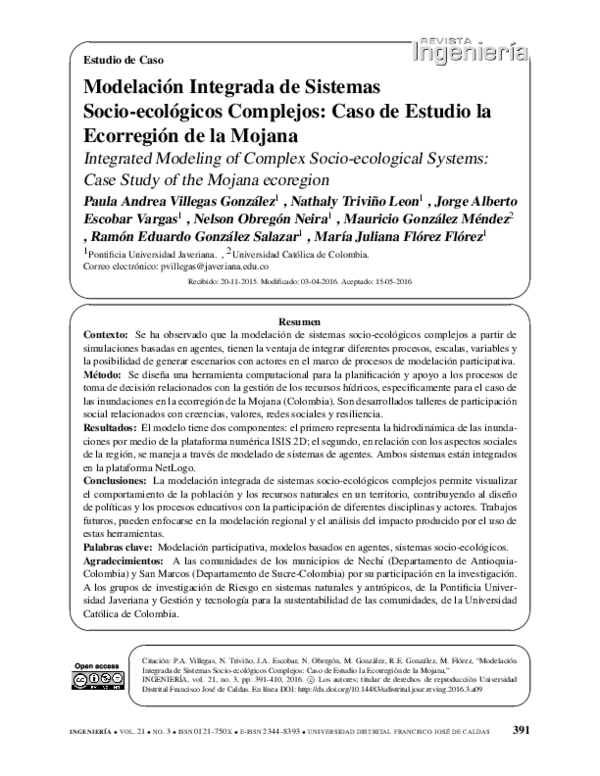 (PDF) Modelación Integrada de Sistemas Socio-ecológicos Complejos: Caso de Estudio la Ecorregión ...