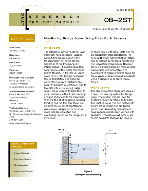 (PDF) Monitoring bridge scour using fiber optic sensors
