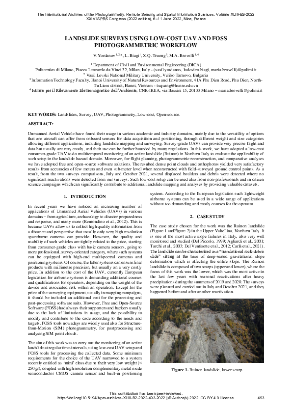 (PDF) Landslide Surveys Using Low-Cost Uav and Foss Photogrammetric Workflow