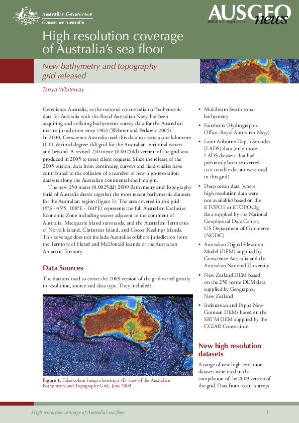 (PDF) High resolution coverage of Australia's sea floor