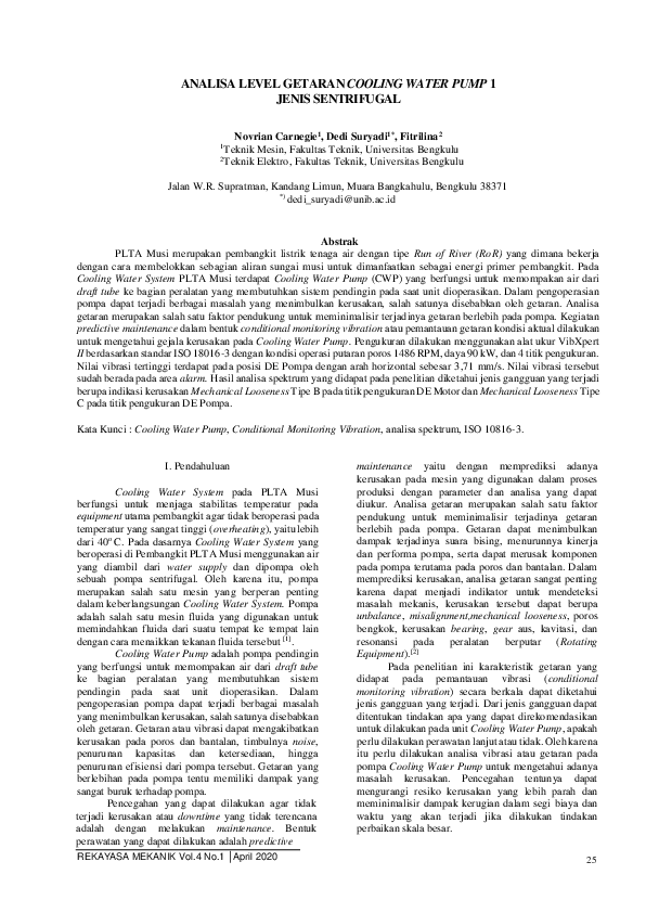 (PDF) Analisa Level Getaran Cooling Water Pump 1 Jenis Sentrifugal