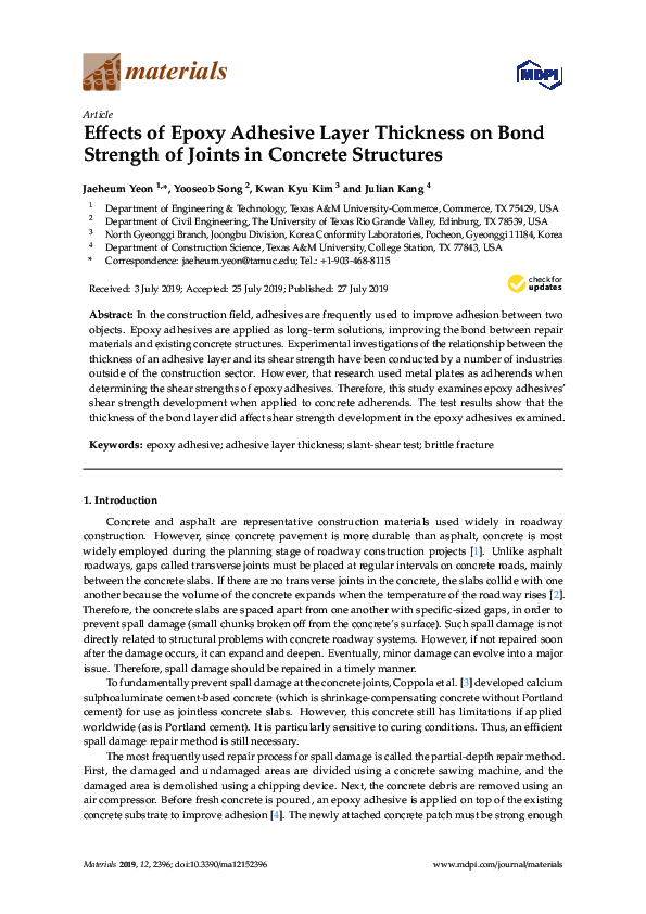 (PDF) Effects of Epoxy Adhesive Layer Thickness on Bond Strength of ...
