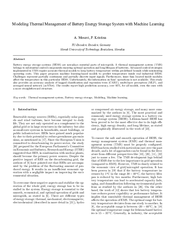 (PDF) Modeling Thermal Management of Battery Energy Storage System with ...