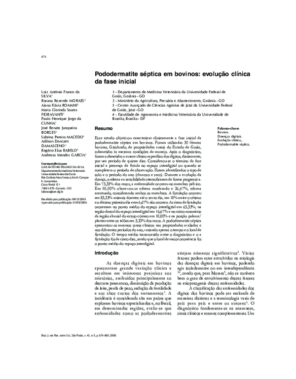 (PDF) Pododermatite séptica em bovinos: evolução clínica da fase inicial