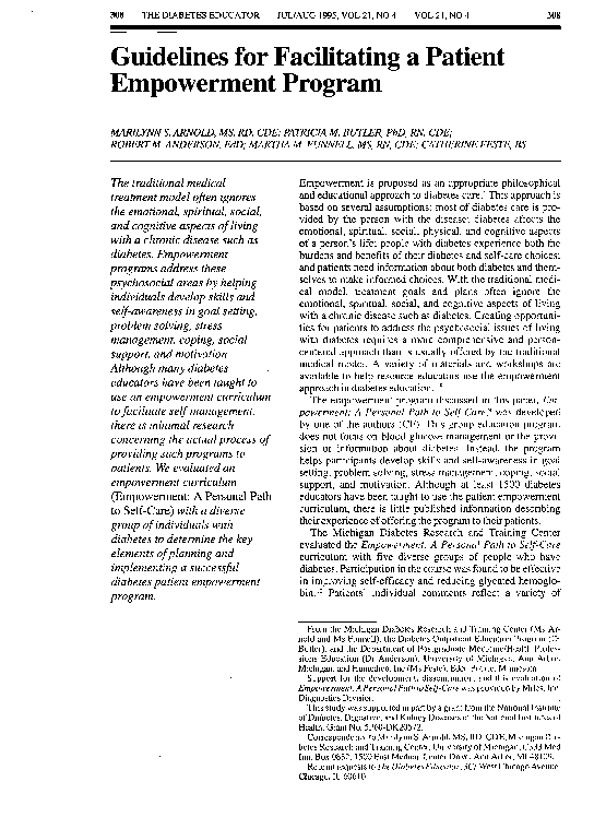 (PDF) Guidelines for Facilitating a Patient Empowerment Program