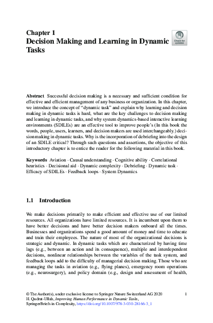 (PDF) Decision Making and Learning in Dynamic Tasks