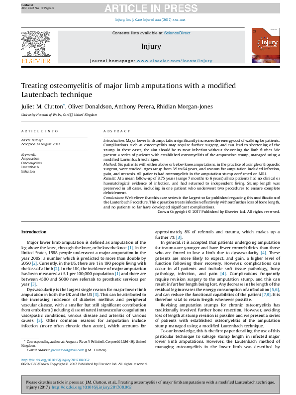 (PDF) Treating osteomyelitis of major limb amputations with a modified ...