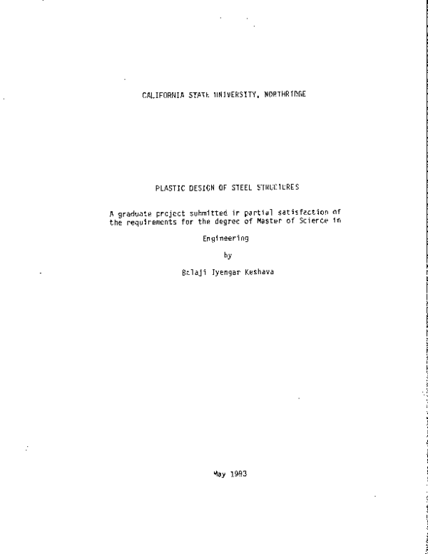 (PDF) Plastic Design of Steel Structures