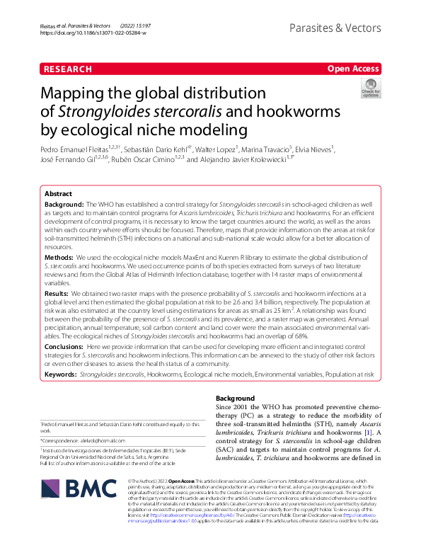 (PDF) Mapping the global distribution of Strongyloides stercoralis and ...