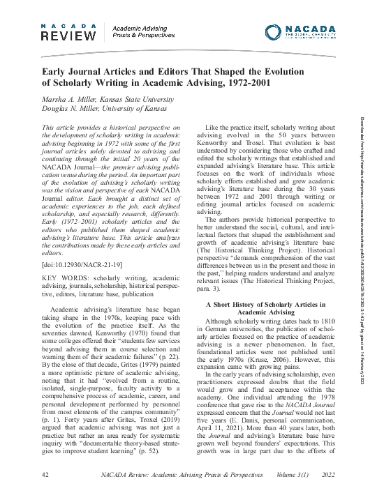 (PDF) Early Journal Articles and Editors That Shaped the Evolution of ...