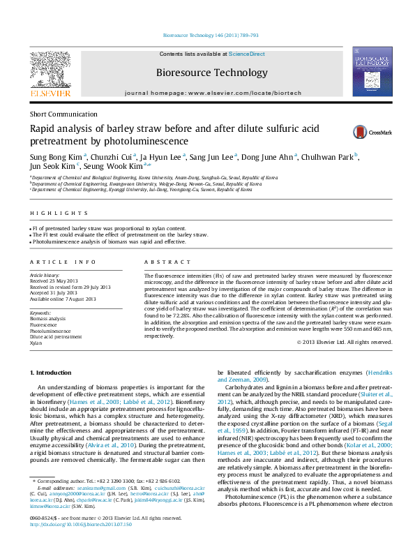 (PDF) Rapid analysis of barley straw before and after dilute sulfuric ...
