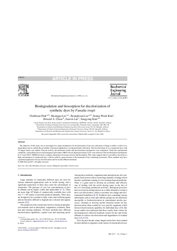 (PDF) Biodegradation and biosorption for decolorization of synthetic ...