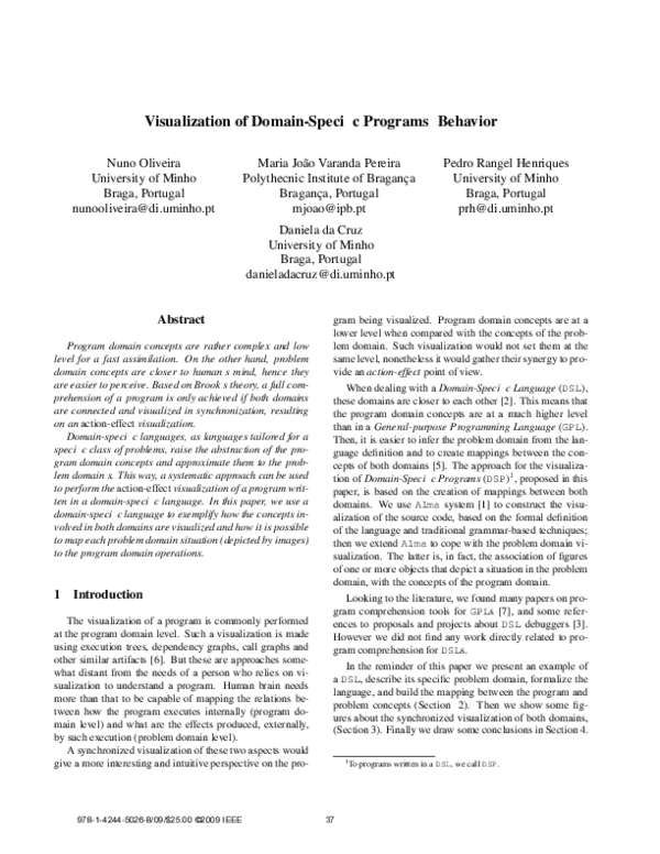 (PDF) Visualization of domain-specific programs' behavior