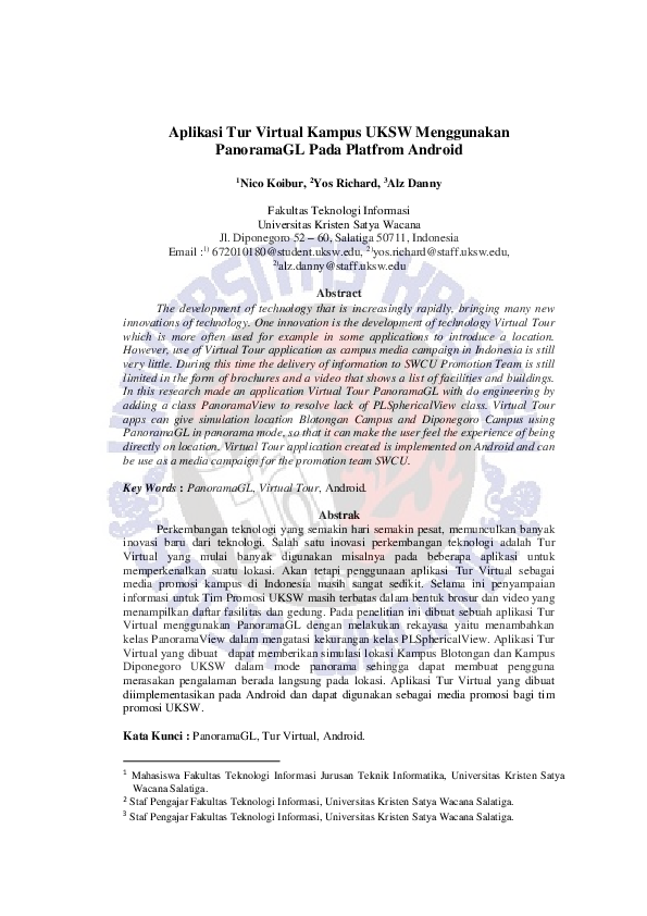 (PDF) Aplikasi Tur Virtual Kampus UKSW Menggunakan PanoramaGL pada Platfrom Android