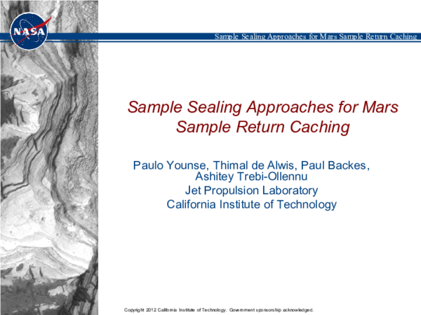 (PDF) Sample sealing approaches for Mars Sample Return caching