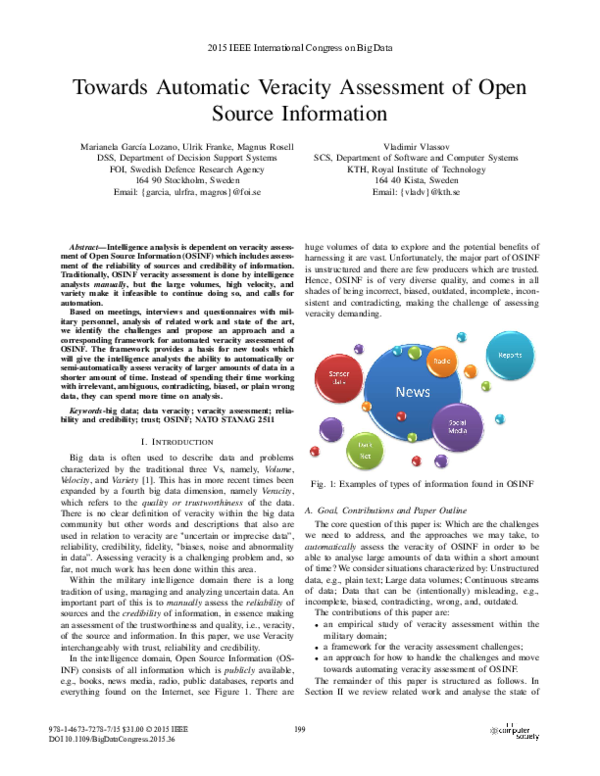 (PDF) Towards Automatic Veracity Assessment of Open Source Information