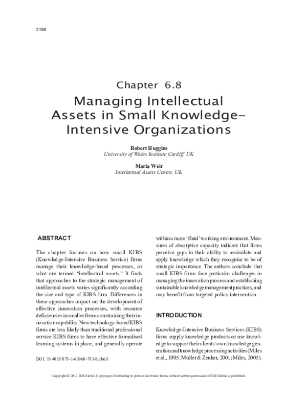 (PDF) Managing Intellectual Assets in Small Knowledge-Intensive ...