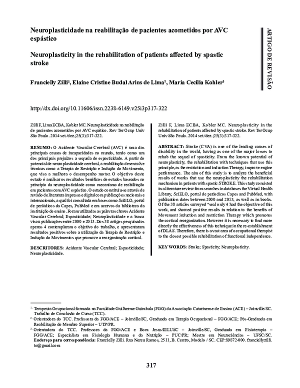 (PDF) Neuroplasticidade na reabilitação de pacientes acometidos por AVC ...