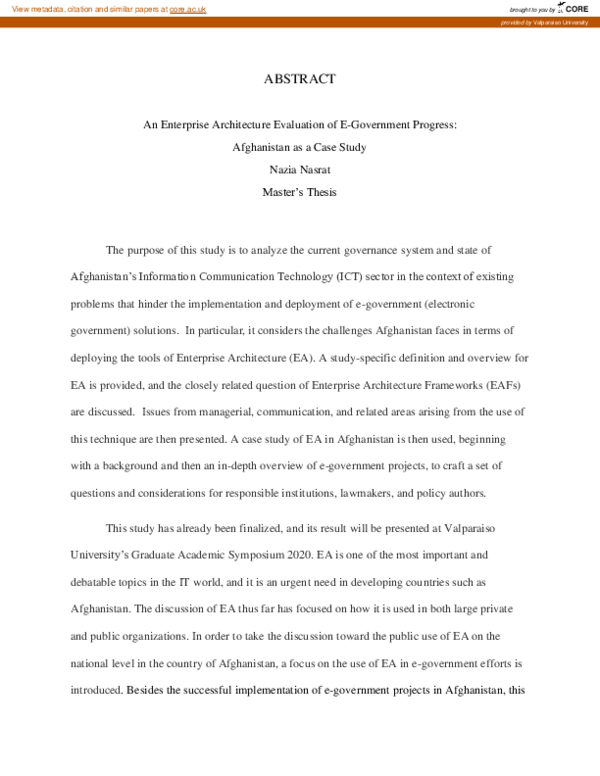 (PDF) An Enterprise Architecture Evaluation of E-Government Progress ...
