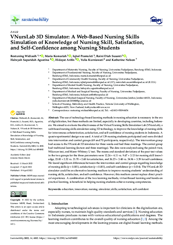 (PDF) VNursLab 3D Simulator: A Web-Based Nursing Skills Simulation of Knowledge of Nursing Skill ...