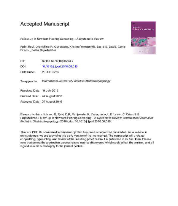 (PDF) Follow-up in newborn hearing screening – A systematic review