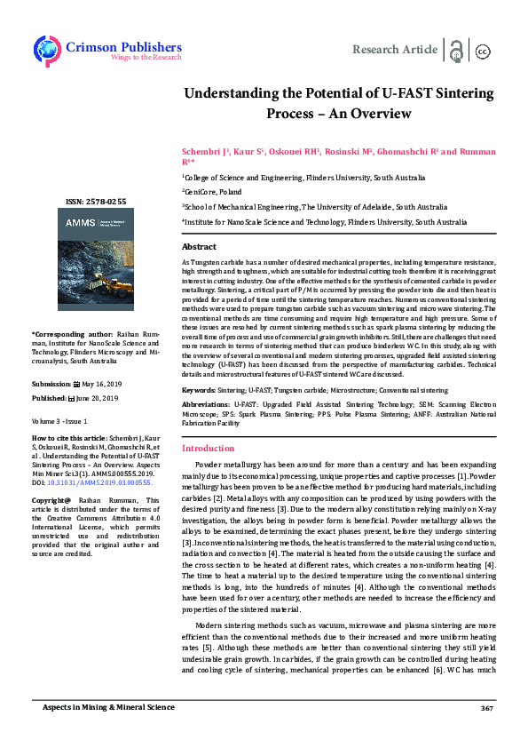 (PDF) Understanding the Potential of U-FAST Sintering Process – An Overview