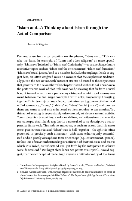 (PDF) "Islam and…": Thinking about Islam through the Act of Comparison