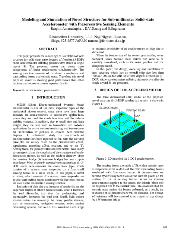 (PDF) Modeling and Simulation of New Structures for Sub-millimeter Solid-state Accelerometers ...