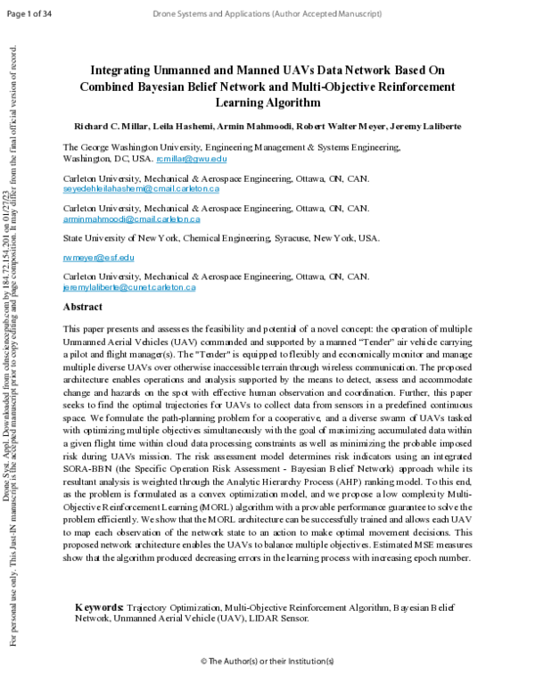 (PDF) Integrating Unmanned and Manned UAVs data network based on combined Bayesian Belief ...