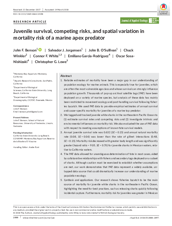 (PDF) Juvenile survival, competing risks, and spatial variation in ...