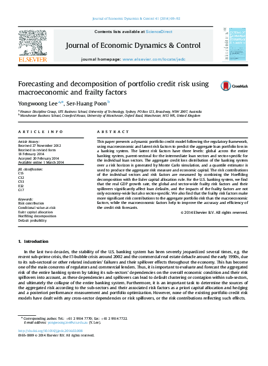 (PDF) Dynamic Portfolio Credit Risk Forecasting with Macroeconomic Factors