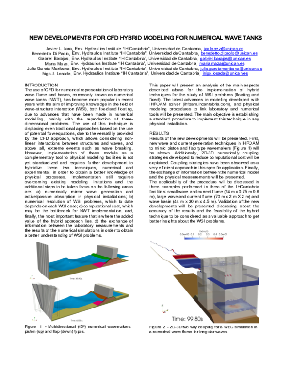 (PDF) New Developments for CFD Hybrid Modeling for Numerical Wave Tanks
