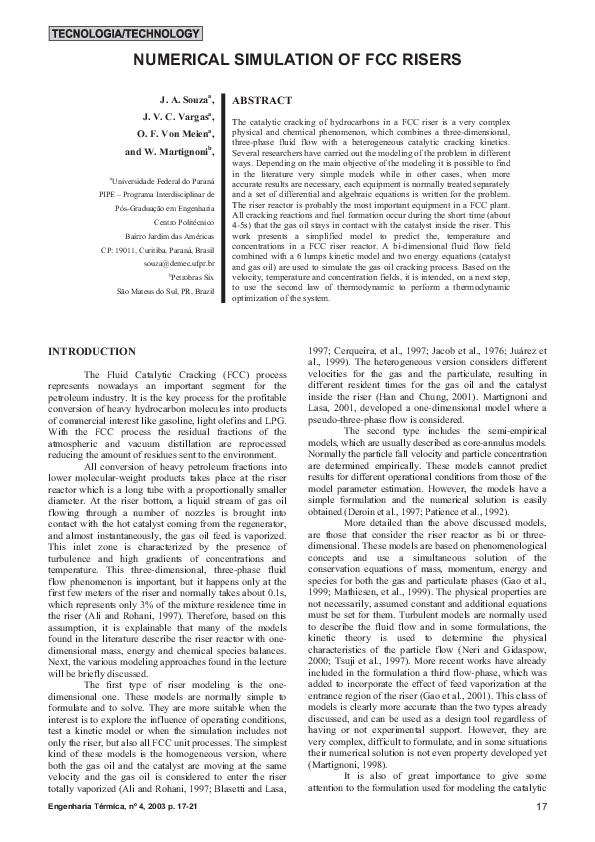 (PDF) Numerical Simulation of FCC Risers
