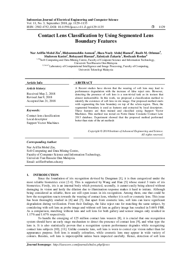 (PDF) Contact Lens Classification by Using Segmented Lens Boundary Features