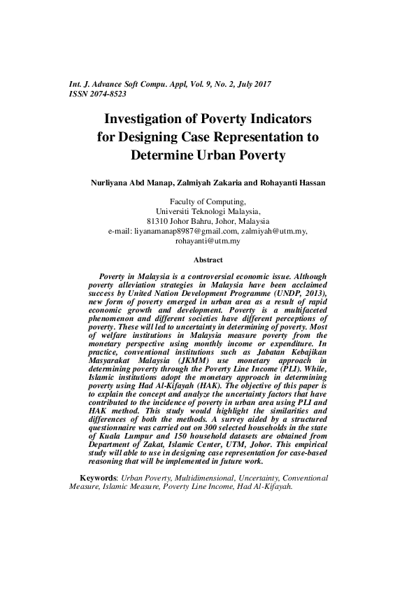 (PDF) Investigation of poverty indicators for designing case ...