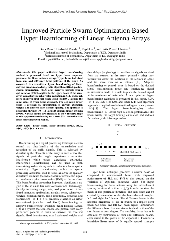 (PDF) Novel particle swarm optimization based hyper beamforming of linear antenna arrays ...
