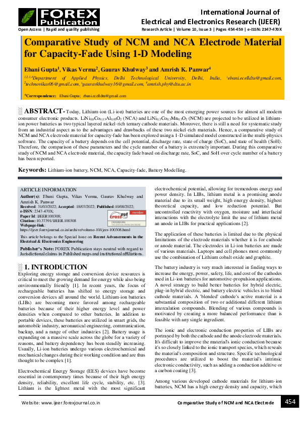 (PDF) Comparative Study of NCM and NCA Electrode Material for Capacity ...