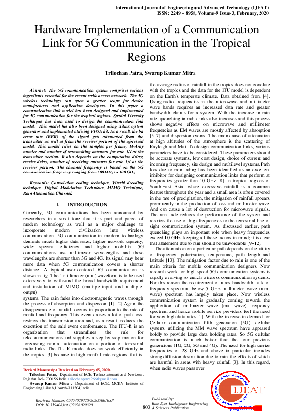 (PDF) Hardware Implementation of a Communication Link for 5G Communication in the Tropical Regions
