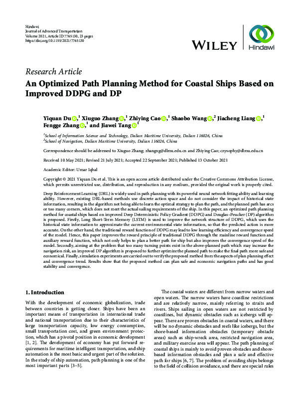 (PDF) An Optimized Path Planning Method for Coastal Ships Based on ...