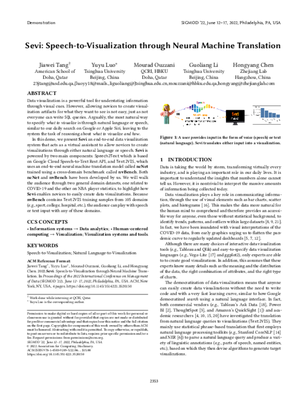 (PDF) Sevi: Speech-to-Visualization through Neural Machine Translation