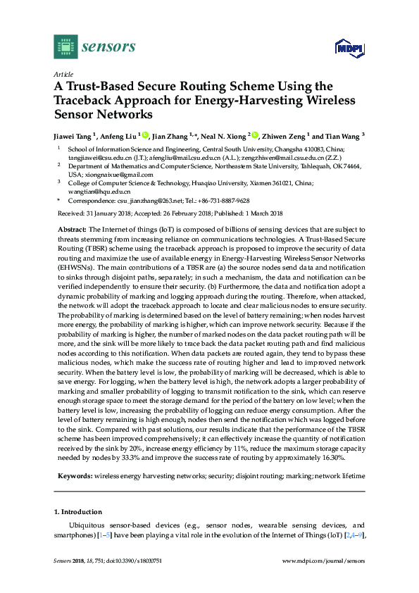 (PDF) A Trust-Based Secure Routing Scheme Using the Traceback Approach for Energy-Harvesting ...