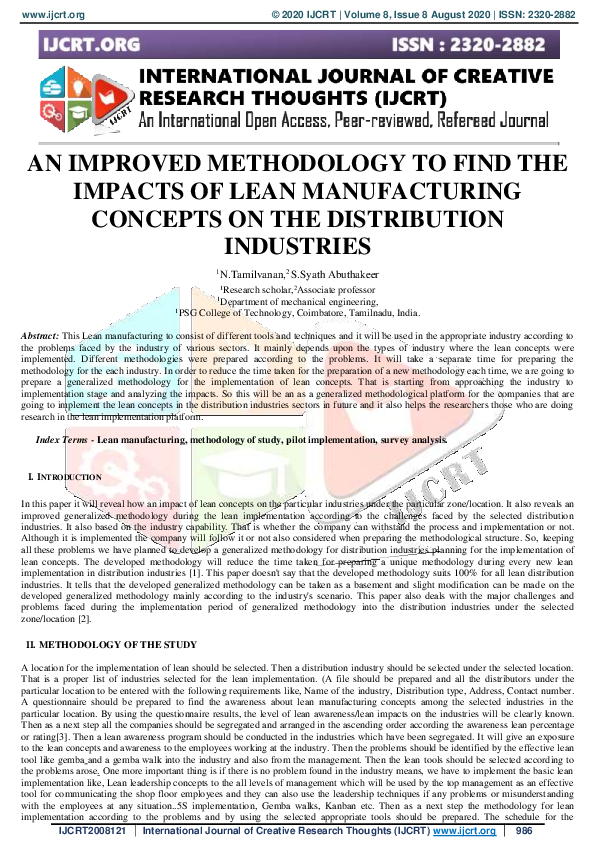 (PDF) An Improved Methodology to Find the Impacts of Lean Manufacturing Concepts on the ...