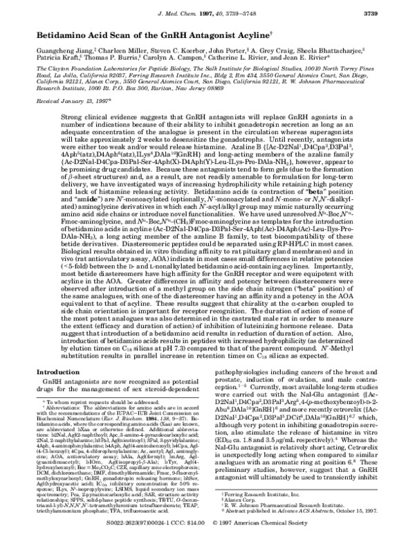 (PDF) Betidamino Acid Scan of the GnRH Antagonist Acyline