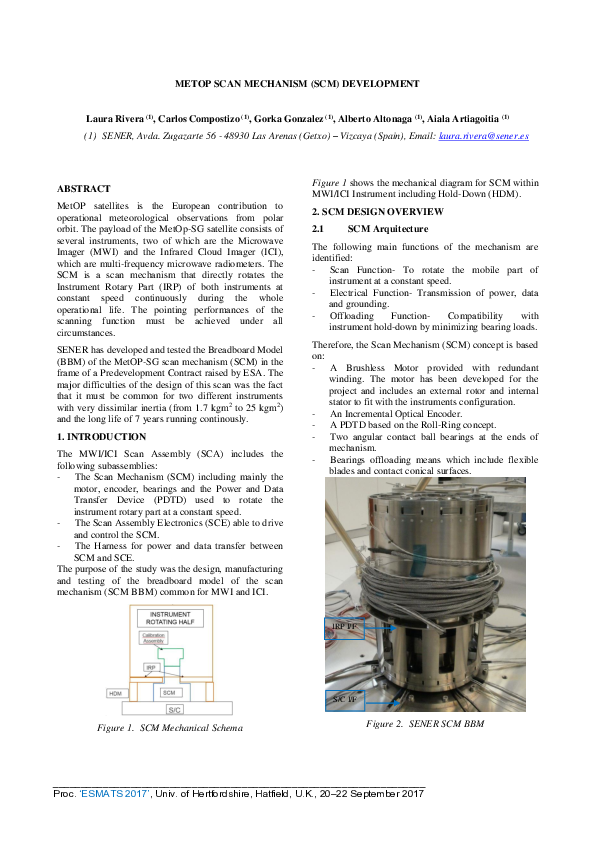 (PDF) Metop Scan Mechanism (SCM) Development