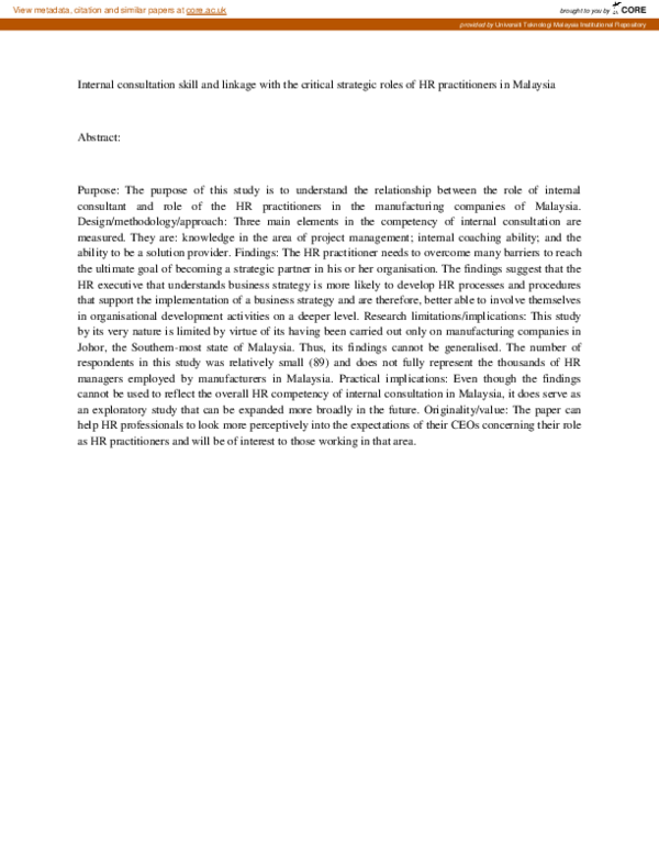 (PDF) Internal consultation skill and linkage with the critical ...