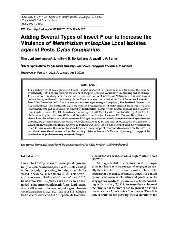 (PDF) Adding Several Types of Insect Flour to Increase the Virulence of ...