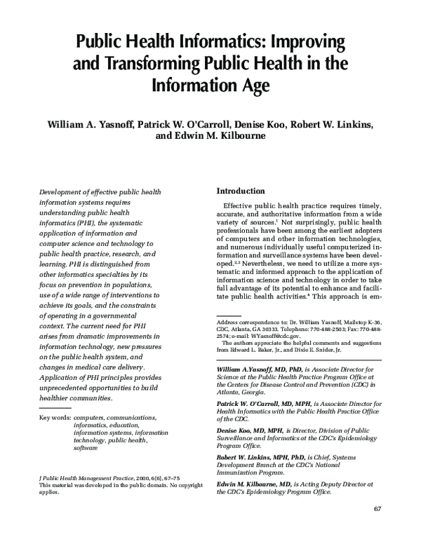 (PDF) Public health informatics: improving and transforming public ...