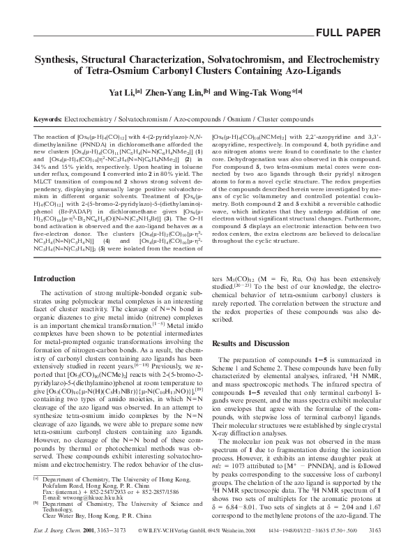 (PDF) Synthesis, Structural Characterization, Solvatochromism, and Electrochemistry of Tetra ...