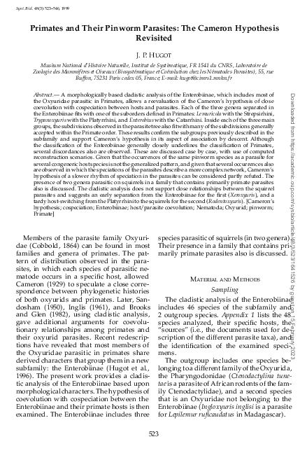 (PDF) Primates and Their Pinworm Parasites: The Cameron Hypothesis ...