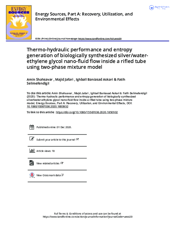 (PDF) Thermohydraulic Performance and Entropy Generation of Baffled ...